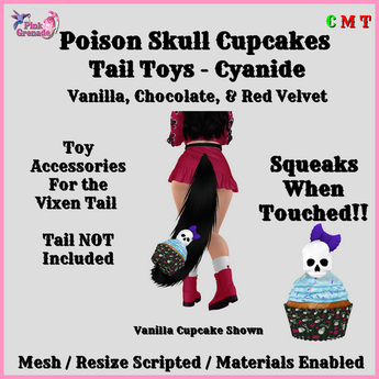 Second Life Marketplace - Pink Grenade - Poison Skull Cupcake Tail Toys - Cyanide